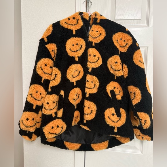SHEIN | Jackets & Coats | Graphic Smiley Jacket | Poshmark